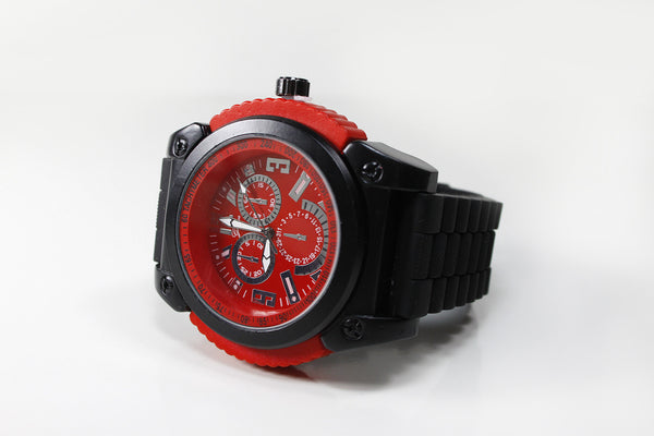 Red Black Silicone Mens Geneva Watch Fashion Designer Oversized ...